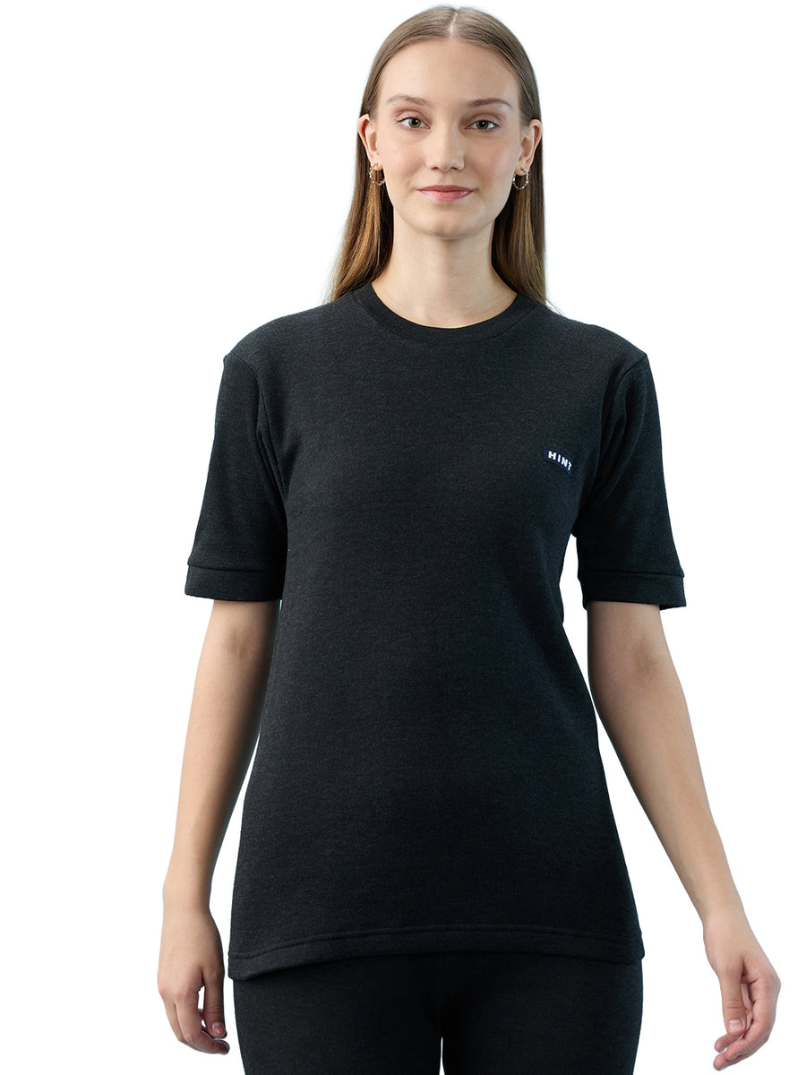 Buy Hint Women’s R-Neck Thermal Vest with Half Sleeves - Black | Hint World