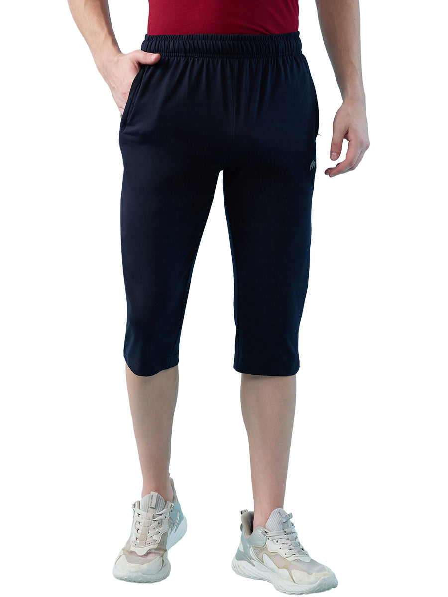 Men’s Cotton Capri Pants with Zipper Pockets – Navy Blue | Hint World
