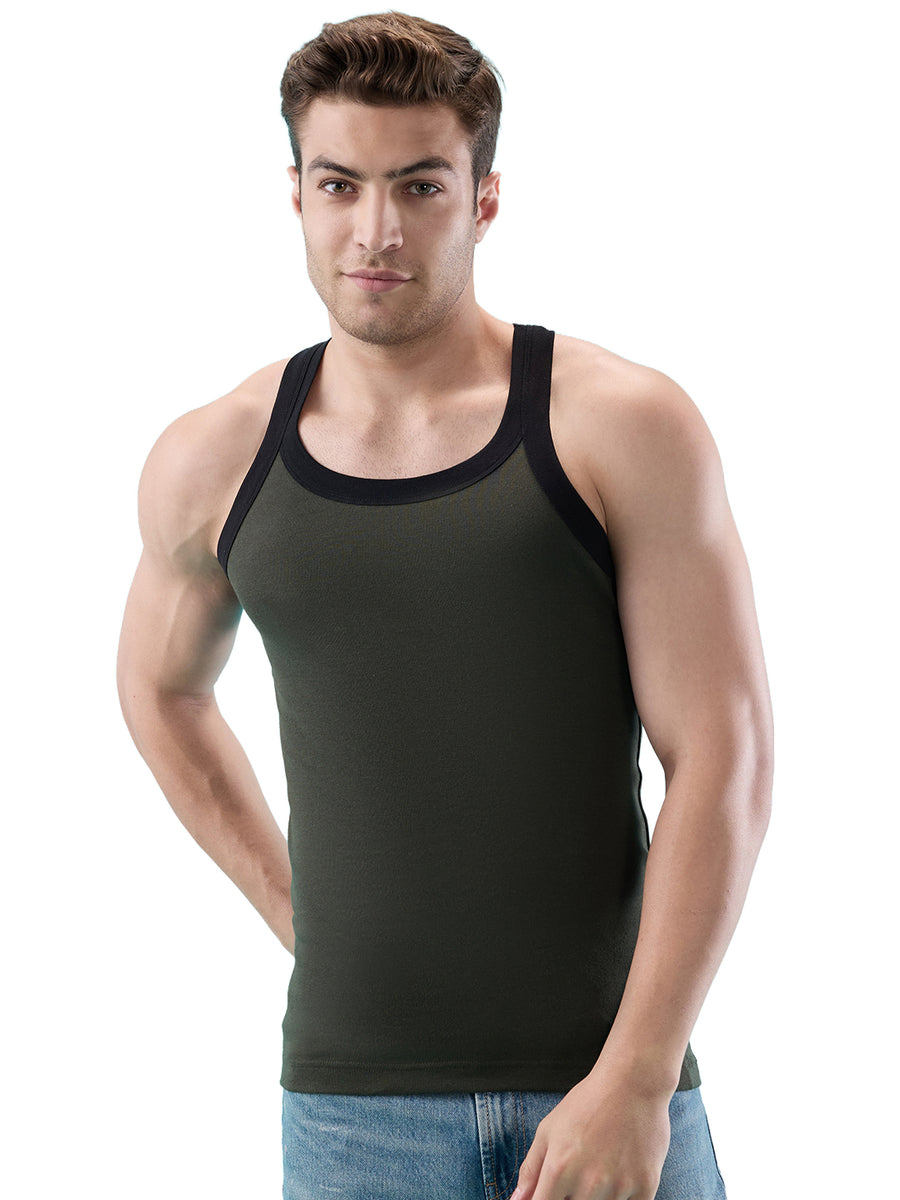Buy Cotton Men’s Gym Vests 111 - Military Green | Hint World